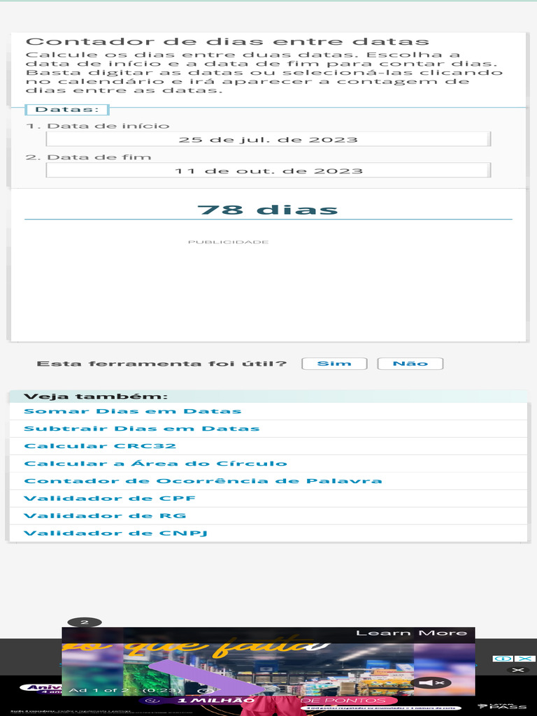 Contador de Dias Entre Datas - 4devs | PDF
