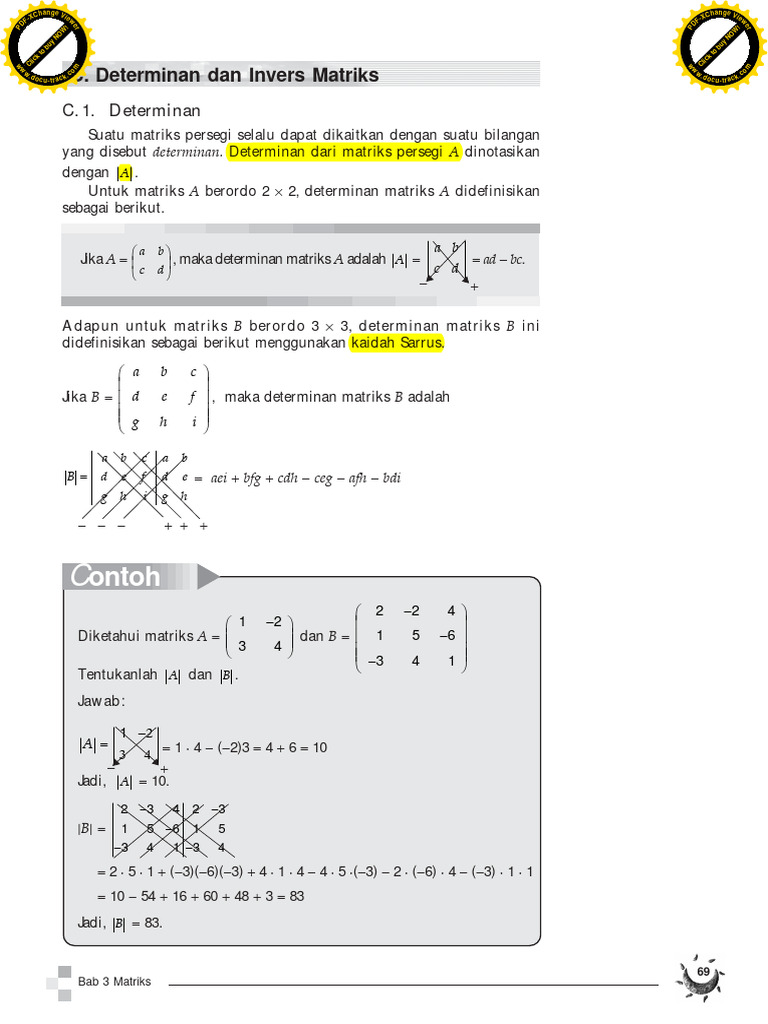 Determinan dan Invers Matriks | PDF