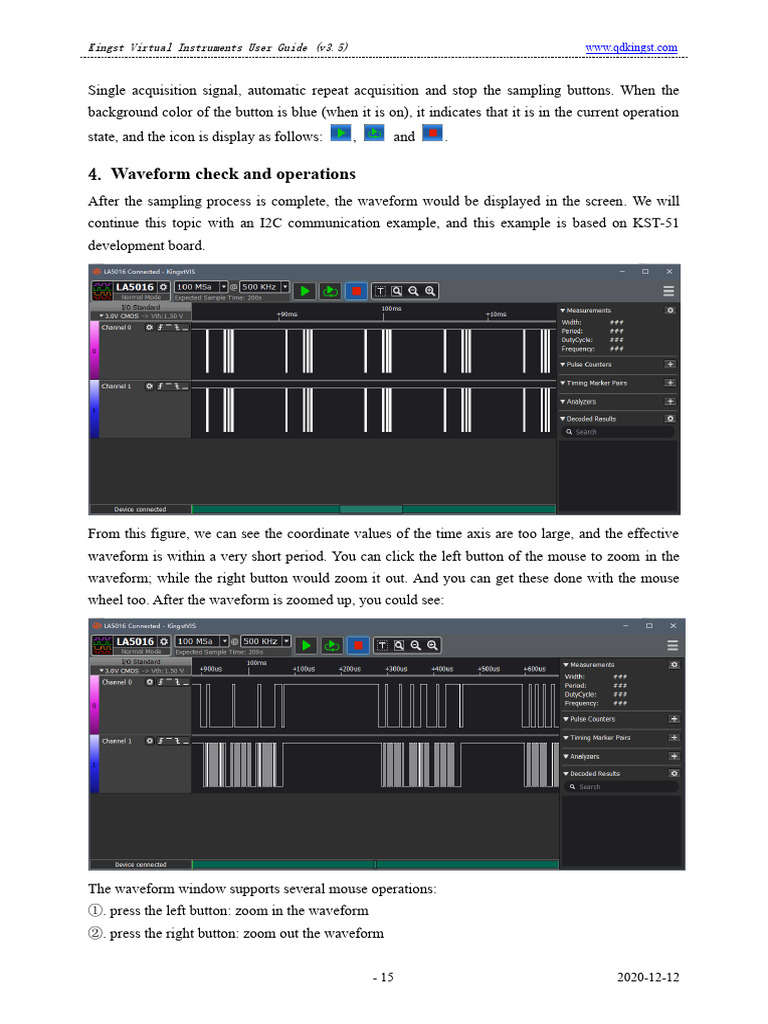 Waveform Check and Operations: Kingst Virtual Instruments User Guide (v3.5) | PDF | Button ...