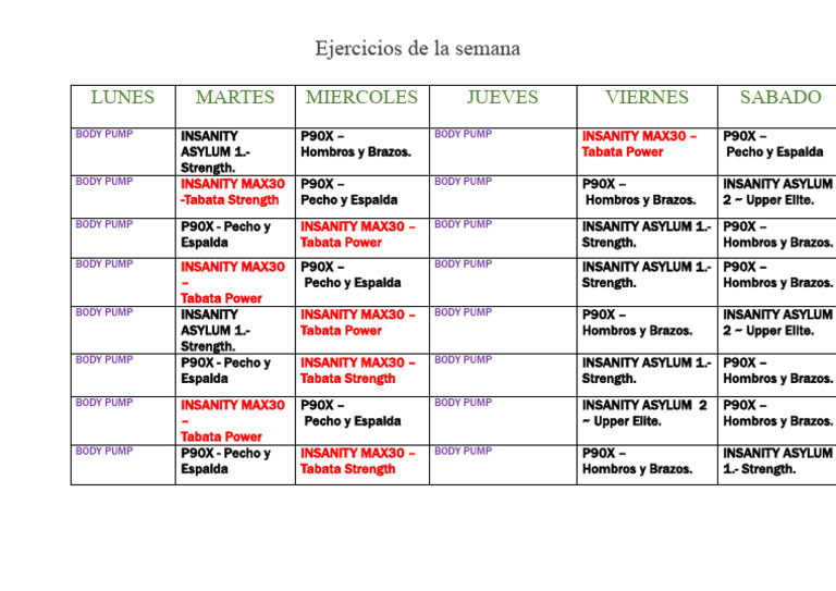 Ejercicios de La Semana | PDF
