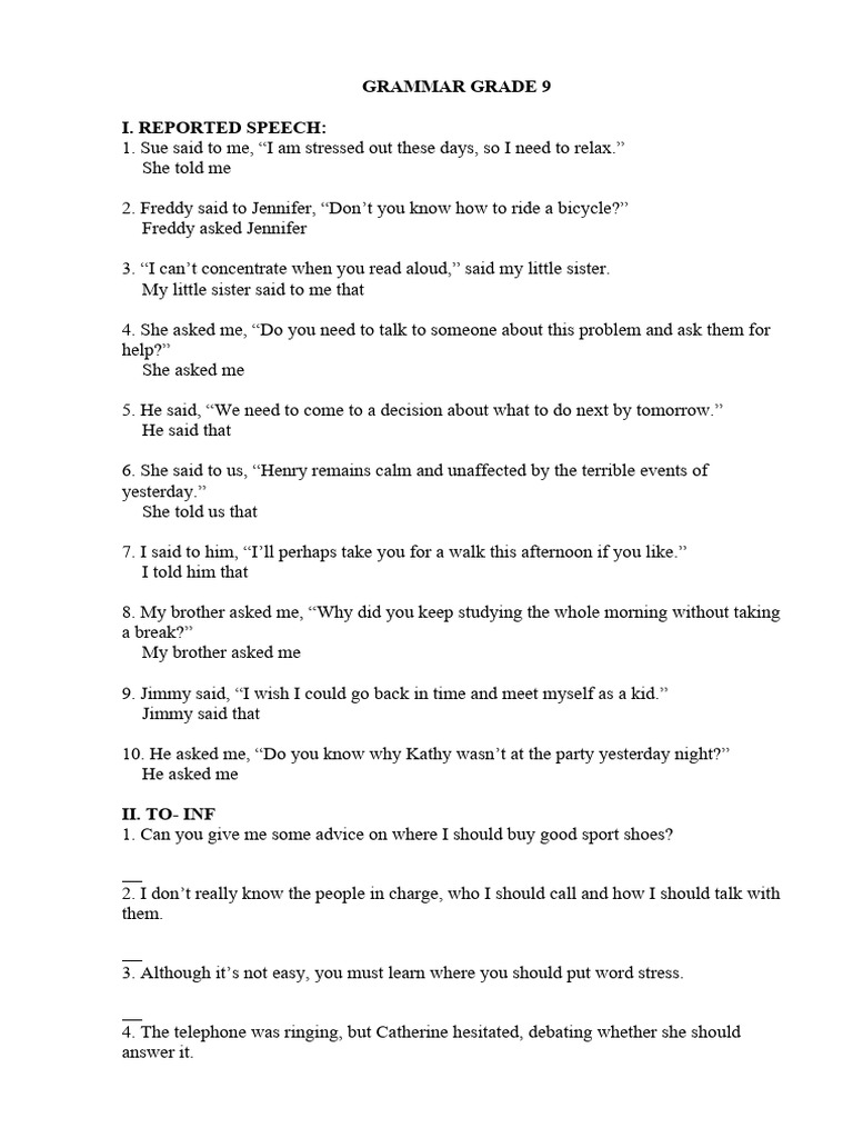 GRAMMAR GRADE 9 thí điểm | PDF