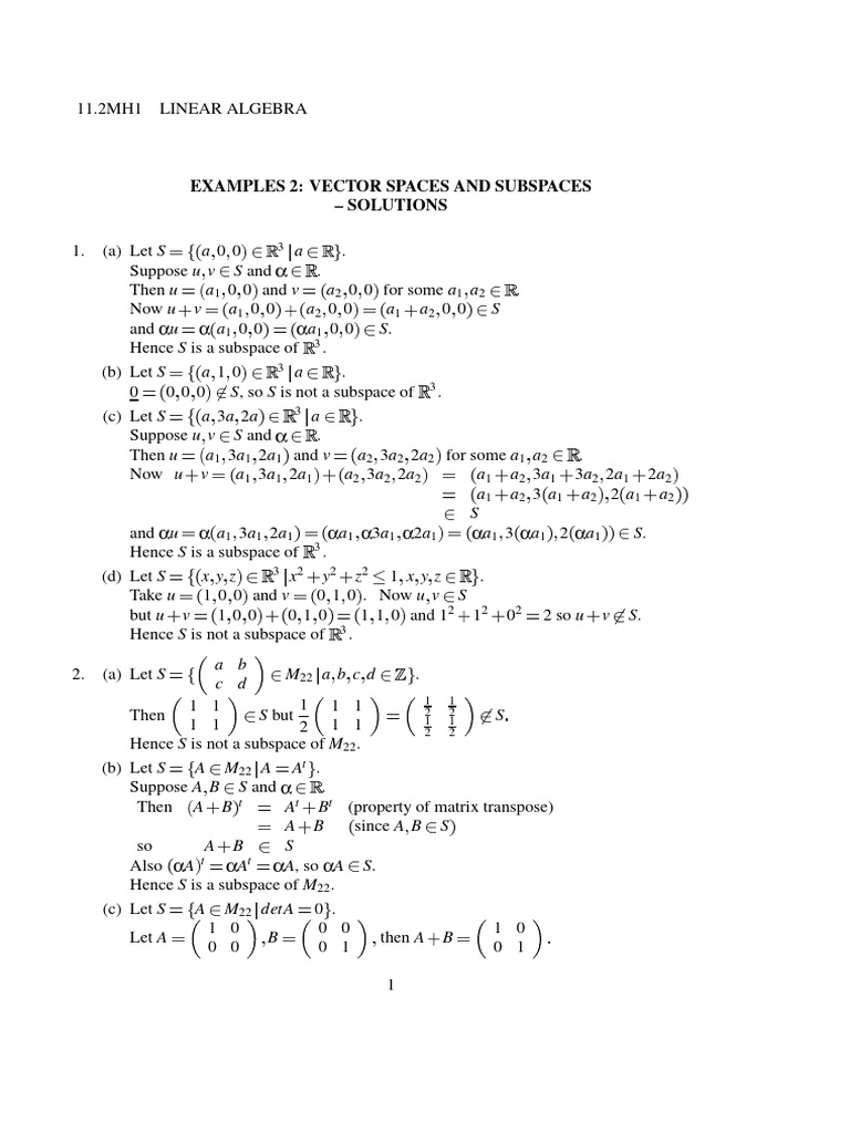 Sol 2 | PDF | Linear Subspace | Mathematics