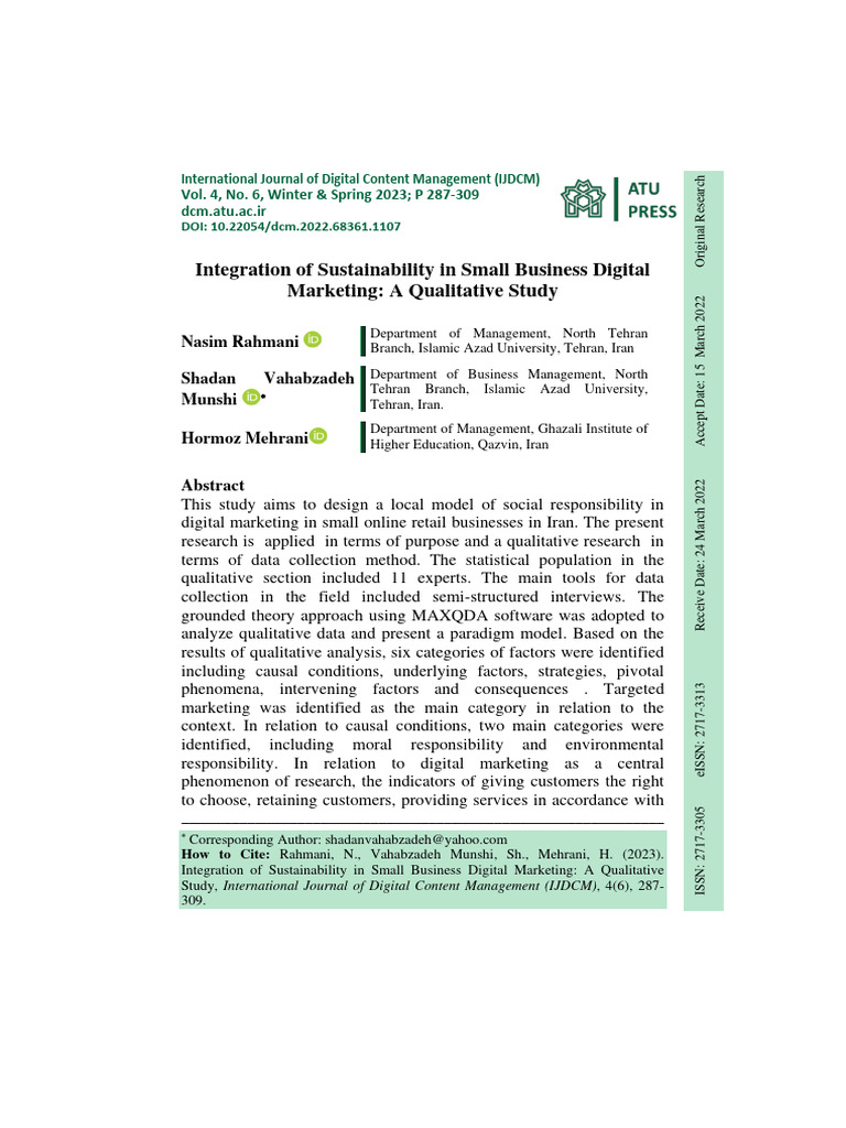 DCM - Volume 4 - Issue 6 - Pages 287-309 | PDF | Sustainability | Marketing