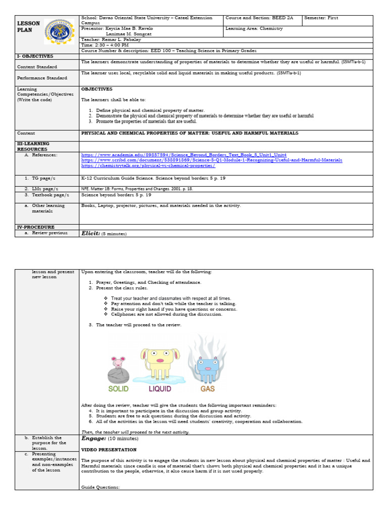 Lesson Plan | Download Free PDF | Chemical Substances | Teachers
