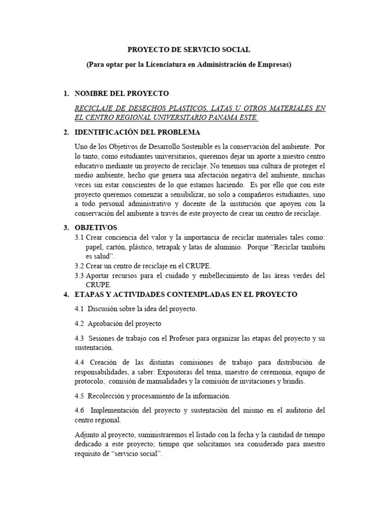Proyecto de Servicio Social | PDF | Reciclaje | Papel