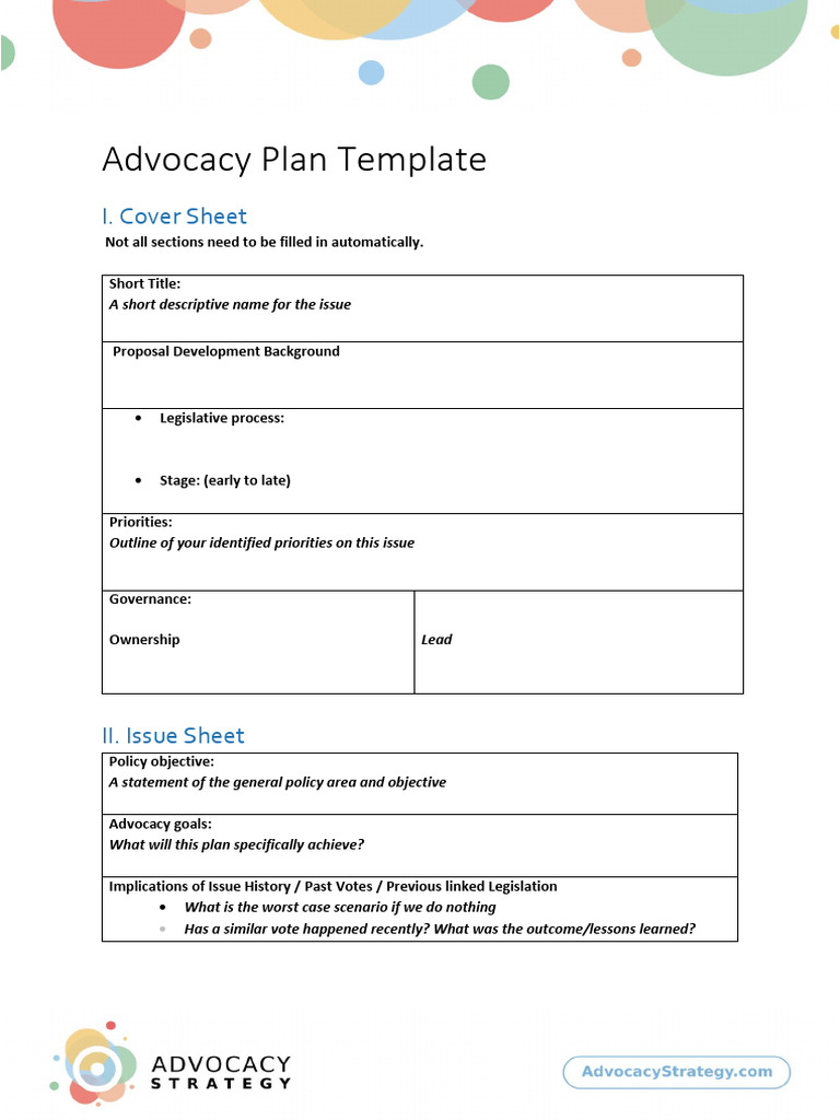 Advocacy Plan Template Guide | PDF | Risk | Policy