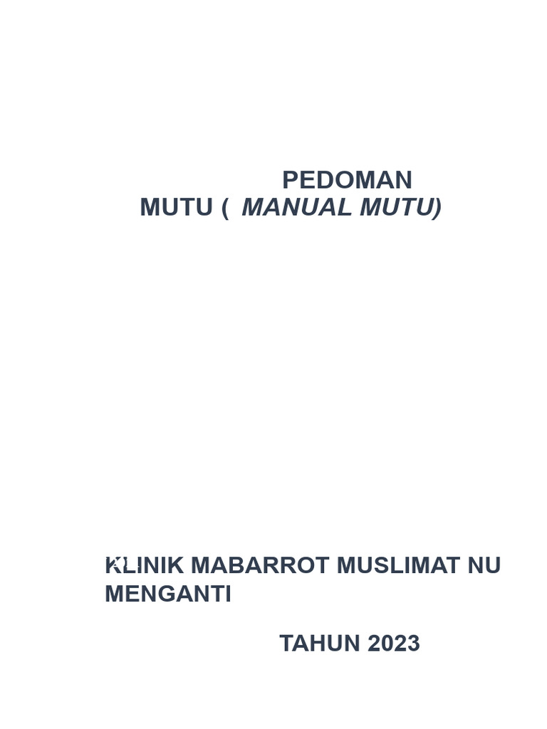 Manual Mutu KMM | PDF