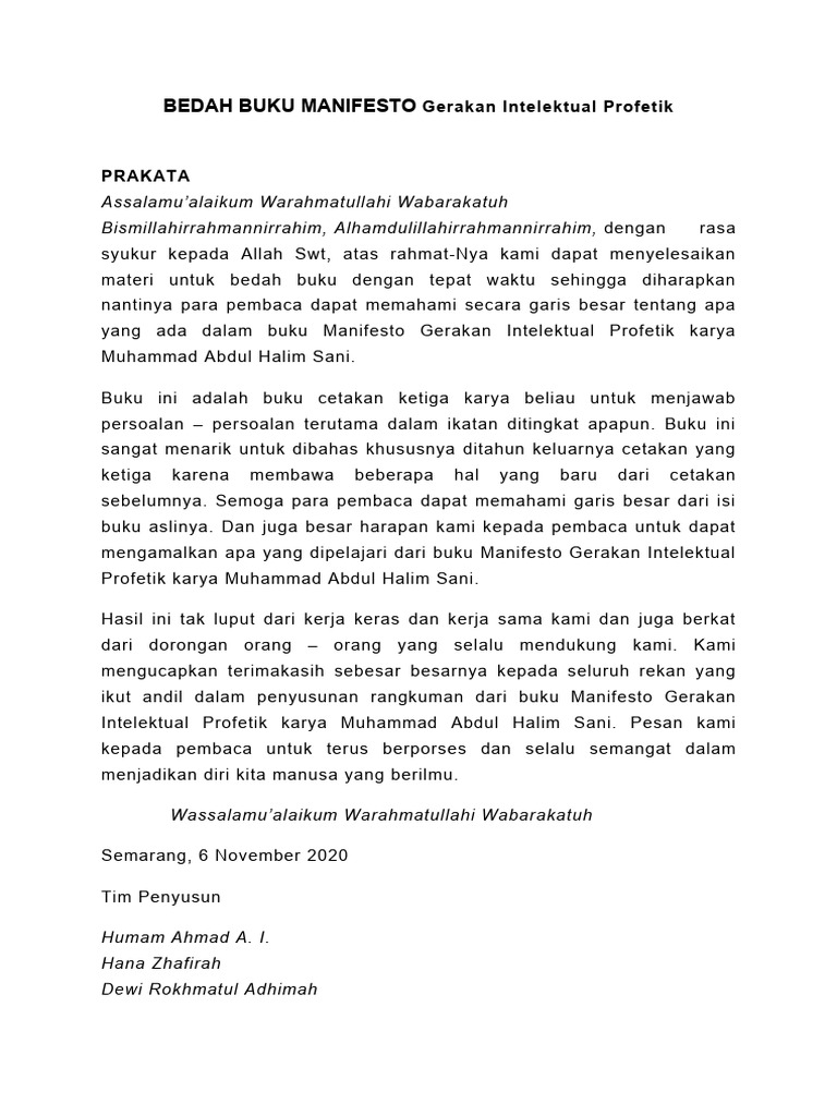 Bedah Buku Manifesto Intelektual Profetik | PDF | Filsafat