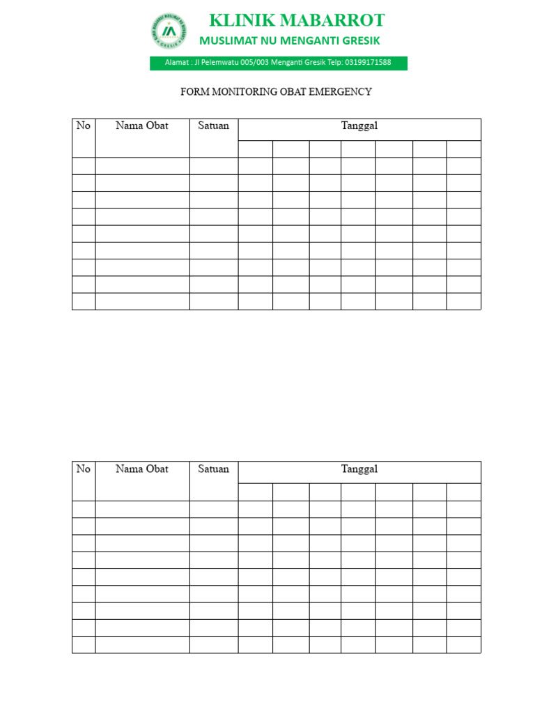 Form Monitoring Obat Emergency | PDF