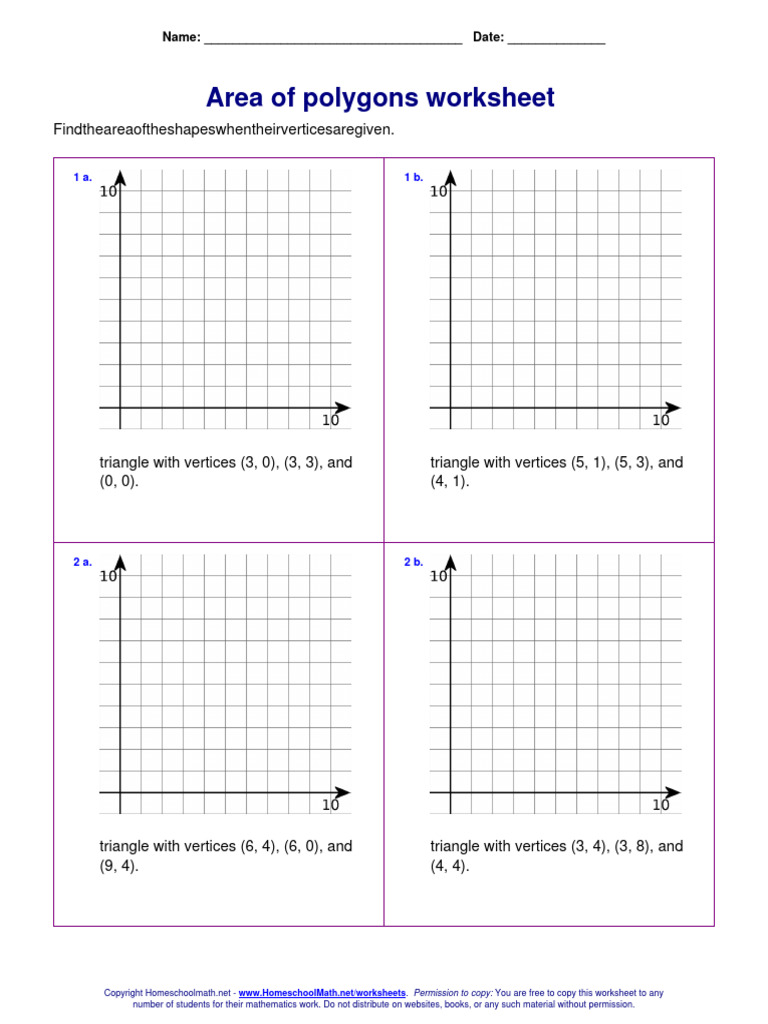 Area Polygons Worksheet | PDF