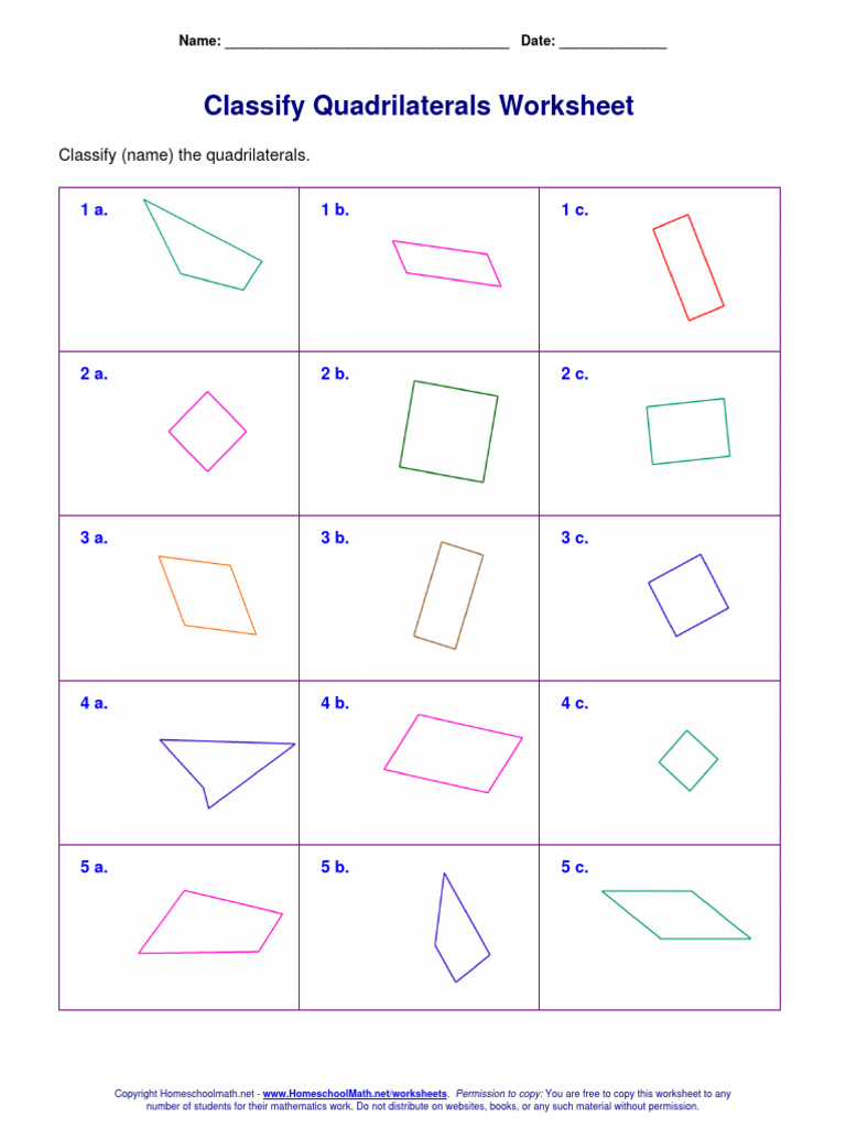 Classify Quadrilaterals Worksheet | PDF | Rectangle | Euclidean Plane ...