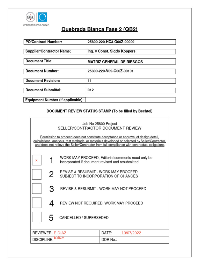 Matriz de Riesgos QB2: Revisión 11 | PDF