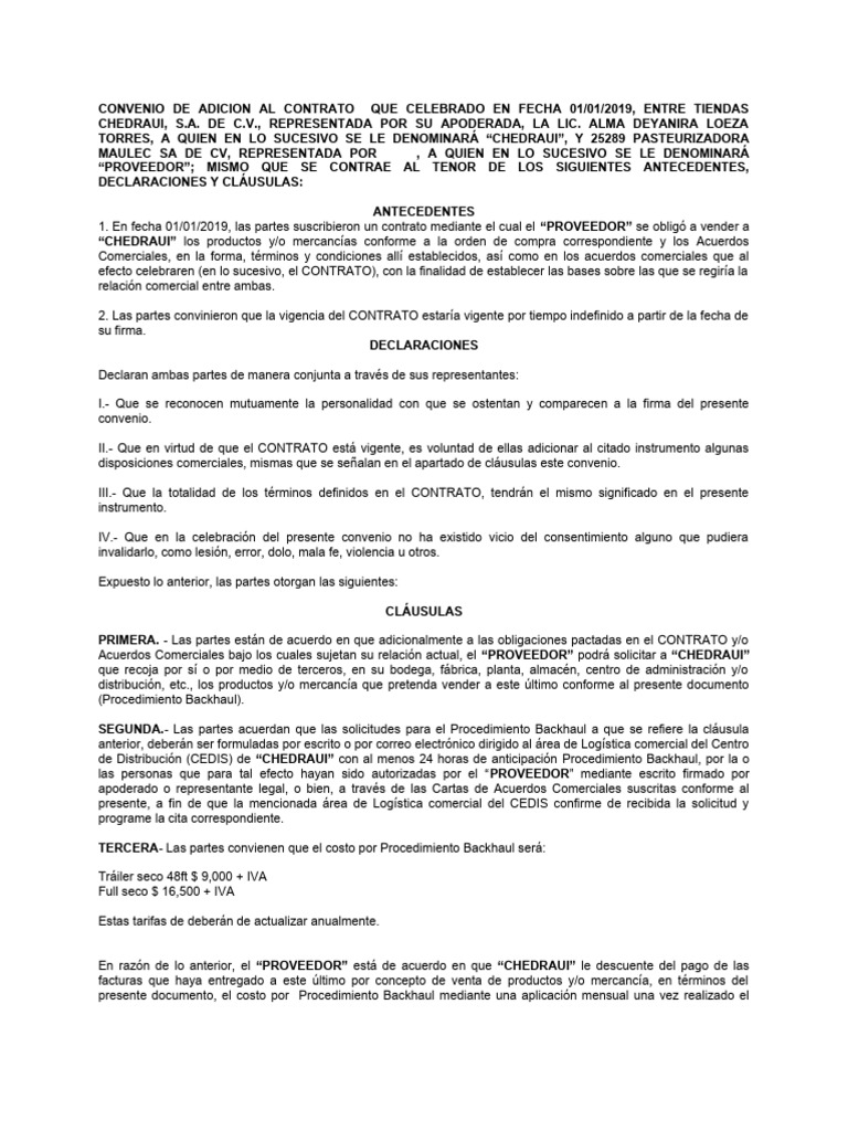 Adición al Contrato con Maulec | PDF