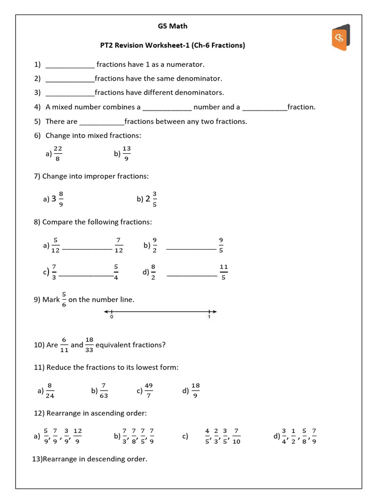 G5 Math PT2 Revision Worksheets-Ch-6 Fractions and Ch-14 Data | PDF ...