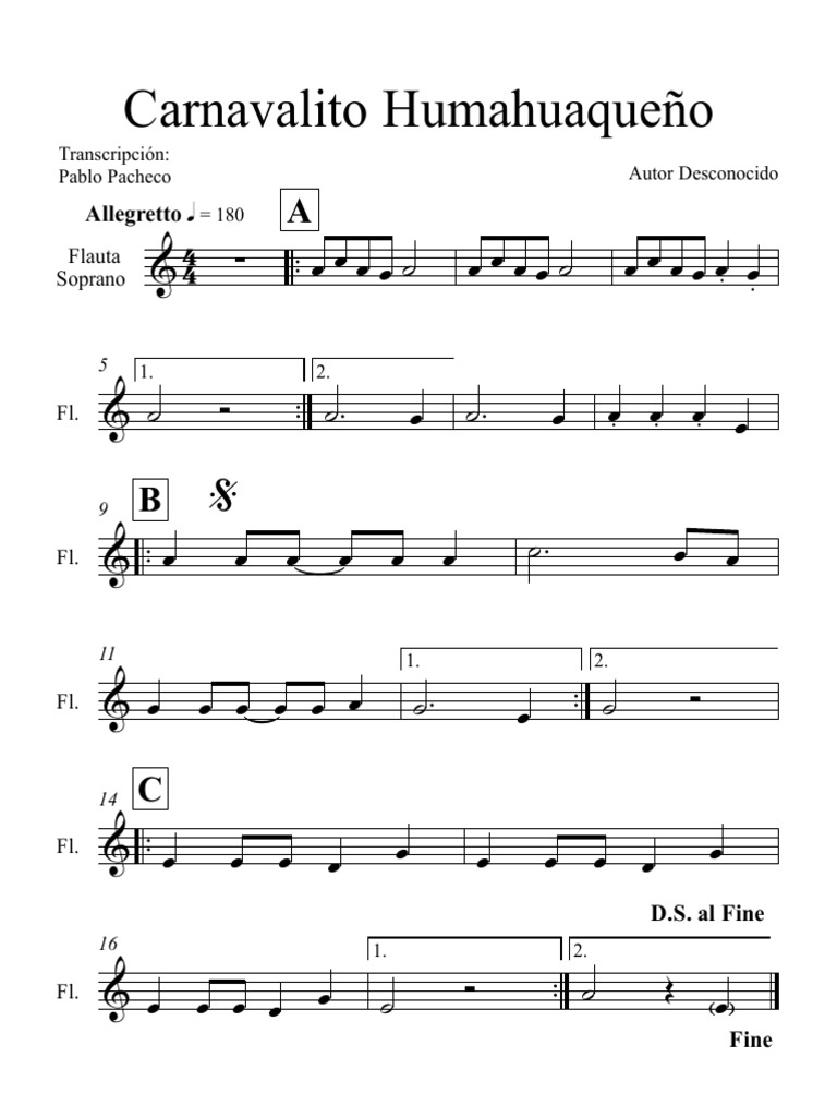 Carnavalito Humahuaqueño - Partitura Completa | PDF