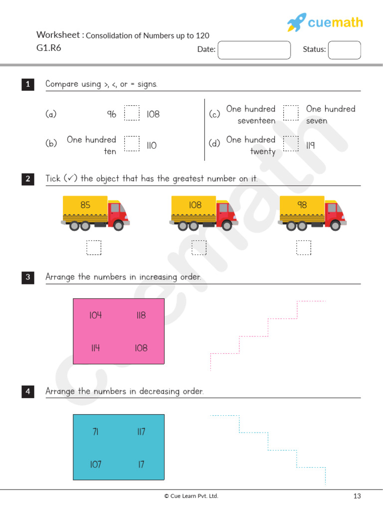 1st Grade Math Worksheet Consolidation of Numbers Up To 120 | PDF
