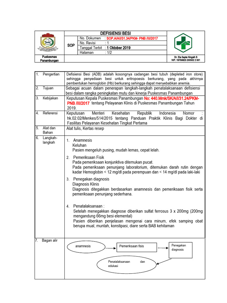 Sop Defisiensi Besi | PDF