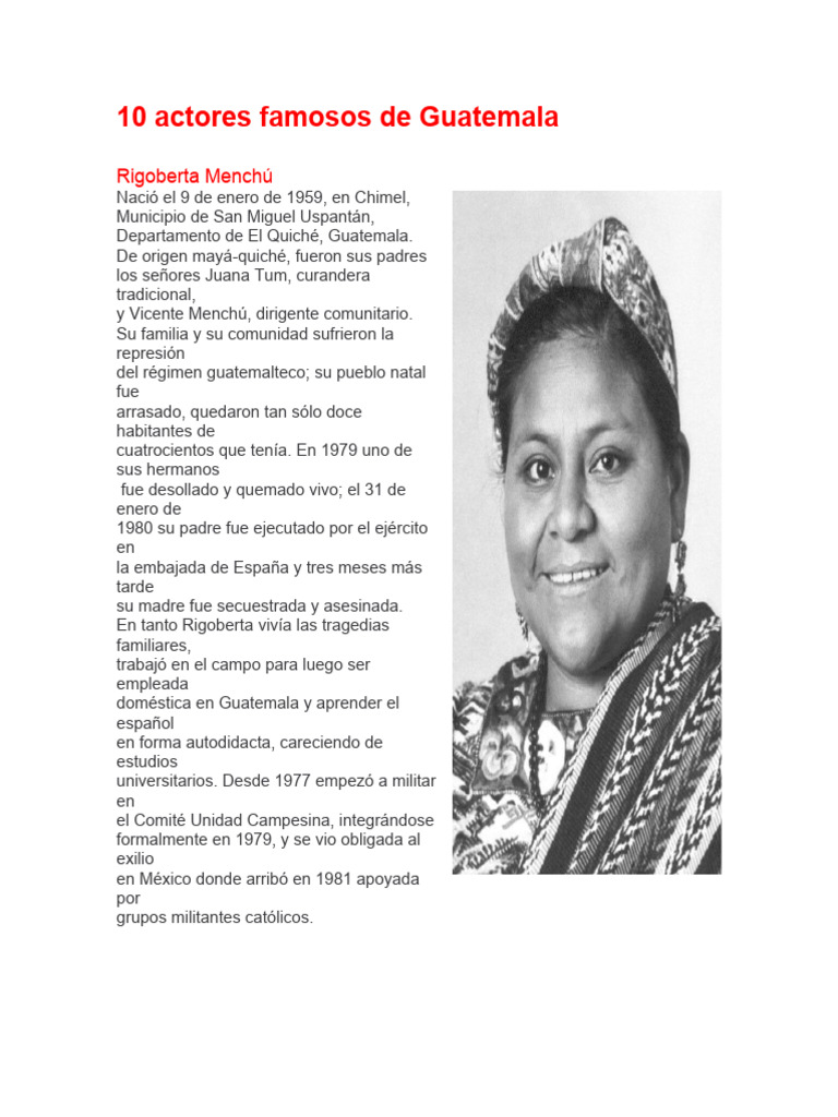 10 Actores Famosos de Guatemala | PDF | Guatemala | Gabriel García Márquez