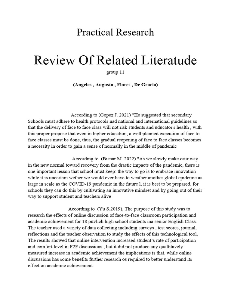 Practical Research RRL 1 | Download Free PDF | Teachers | Educational ...