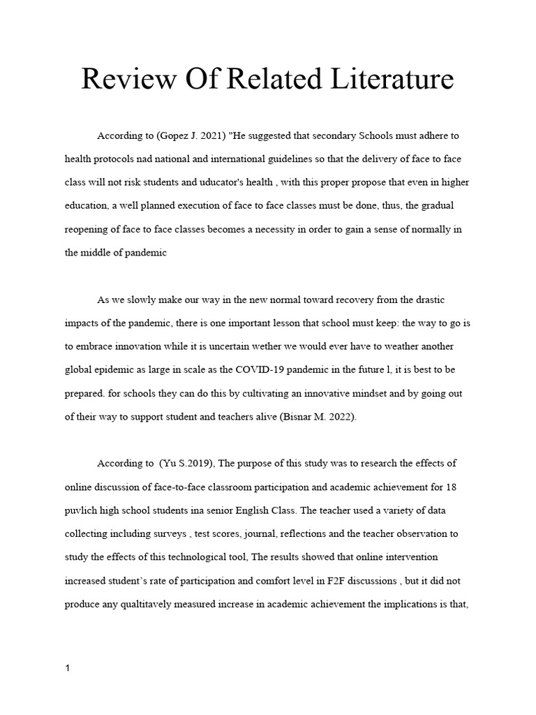 Practical Research RRL 1 Final | PDF | Teachers | Learning