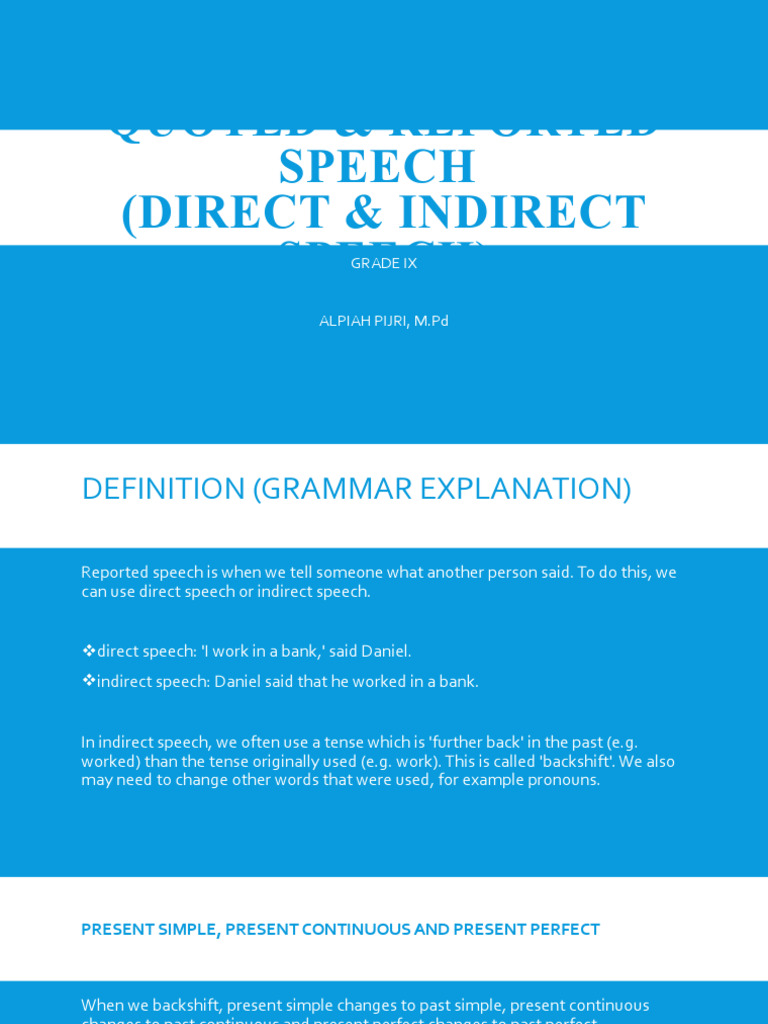 Reported Speech | PDF | Languages | Foreign Language Studies