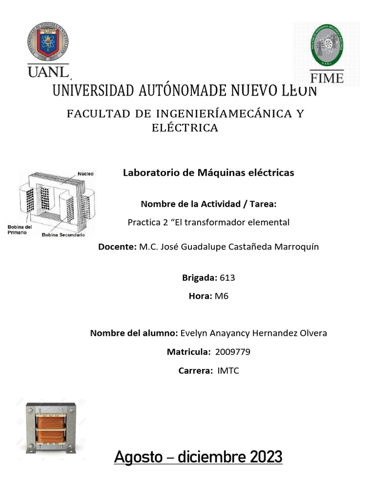 Práctica de Transformadores y Ley de Faraday | PDF | Inductor ...