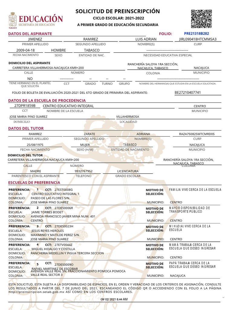 Preinscripcion Pre21318b282 | PDF