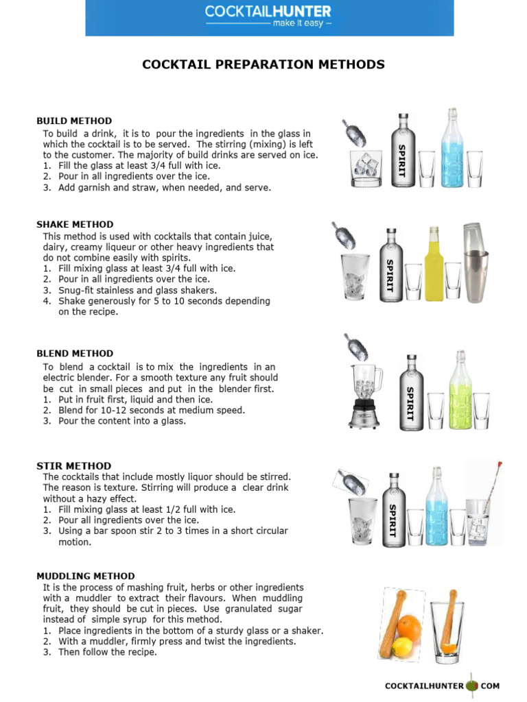 Cocktail and Mocktail Preparation Method | PDF | Cocktails | Bartending