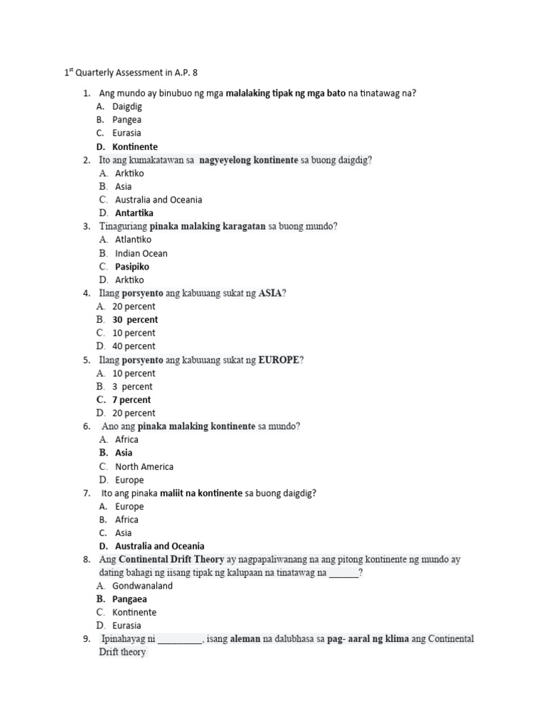 AP8 1st QUARTERLY EXAM | PDF