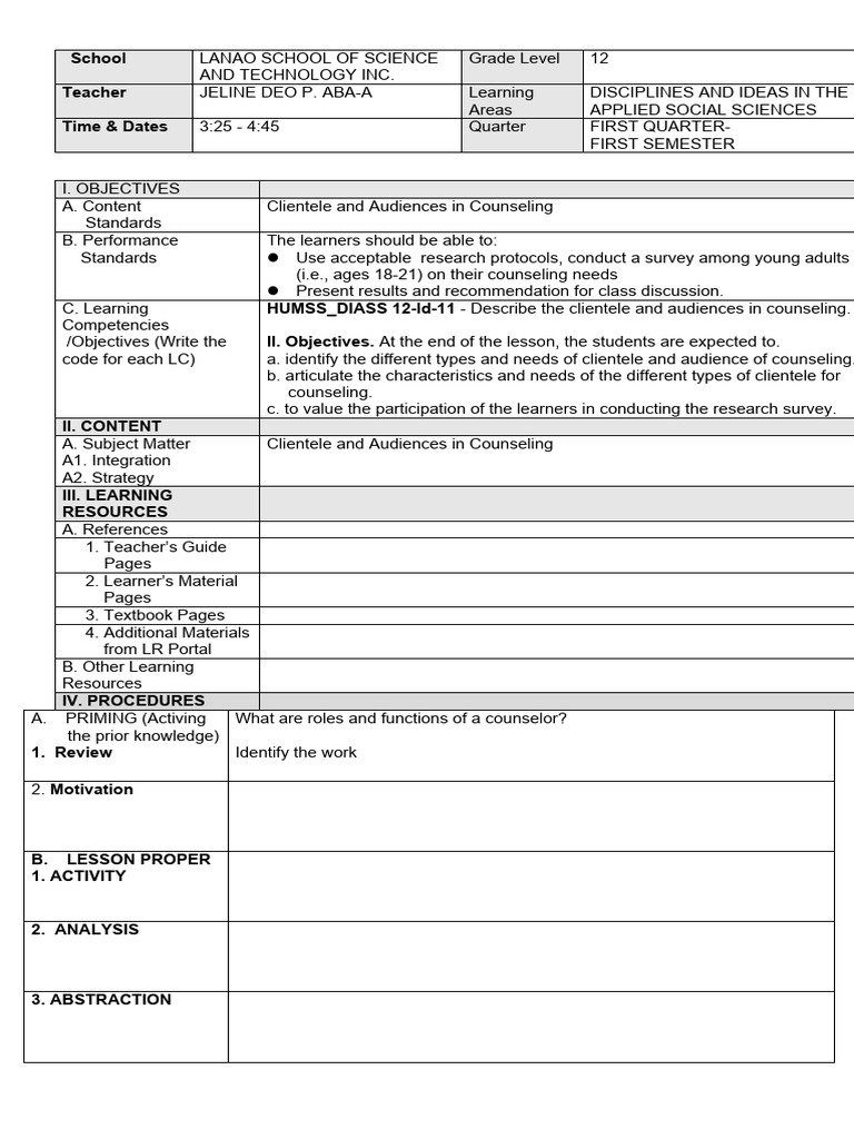 4as Lesson Plan | PDF 4as Lesson Plan | PDF