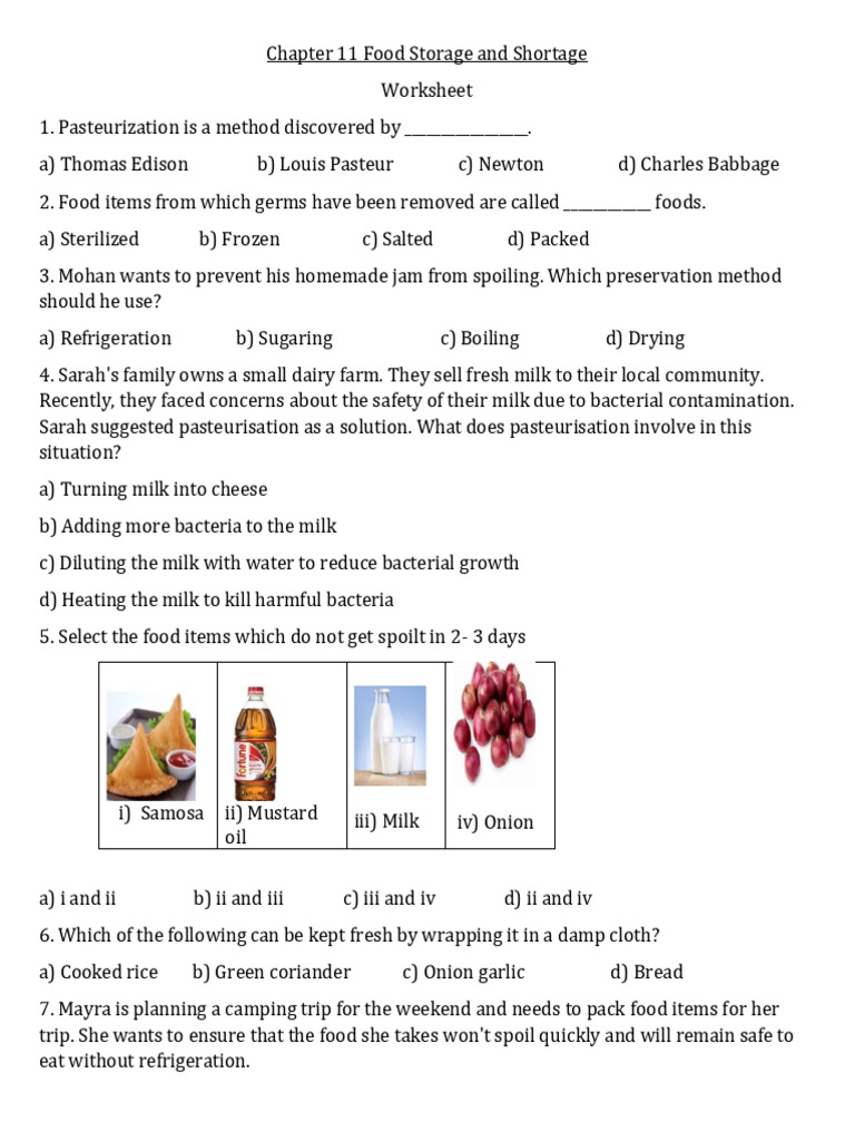 CH 11 & 15 Worksheet | PDF | Food Preservation | Nutrition