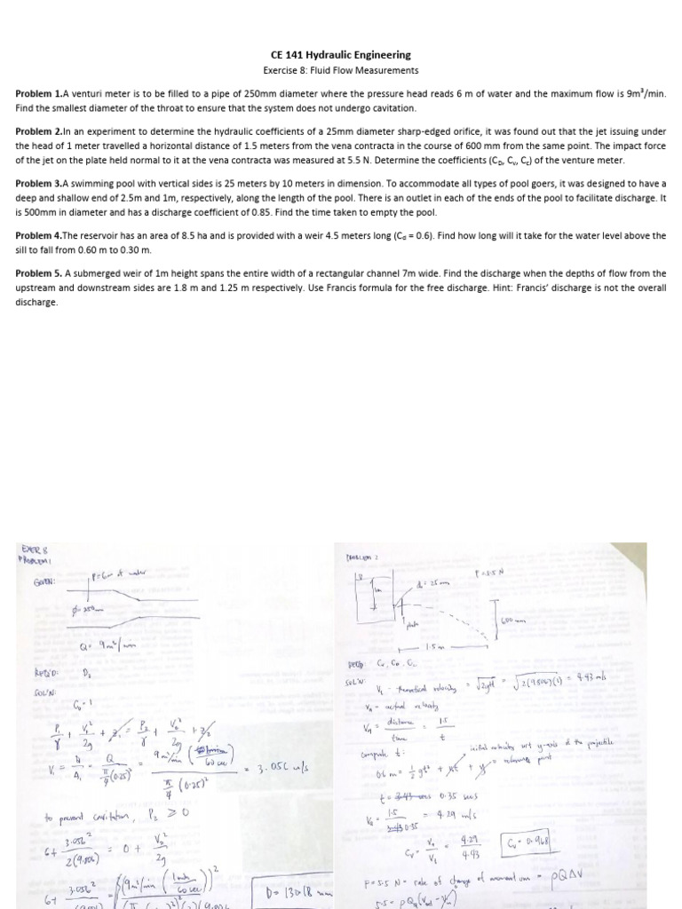 CE 141 Hydraulic Engineering | PDF | Earth Sciences | Chemical Engineering