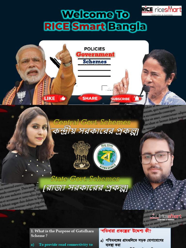 Schemes of West Bengal & Central Government RICE SMART BANGLA | PDF