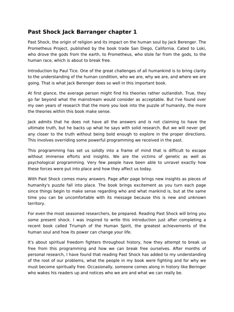 Past Shock Jack Barranger Chapter 1 Part 1 | PDF | God | Bible