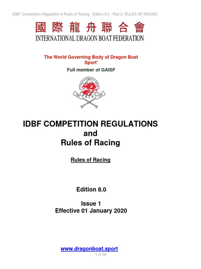 2020 IDBF Rules of Racing | PDF | Rowing (Sport) | Referee