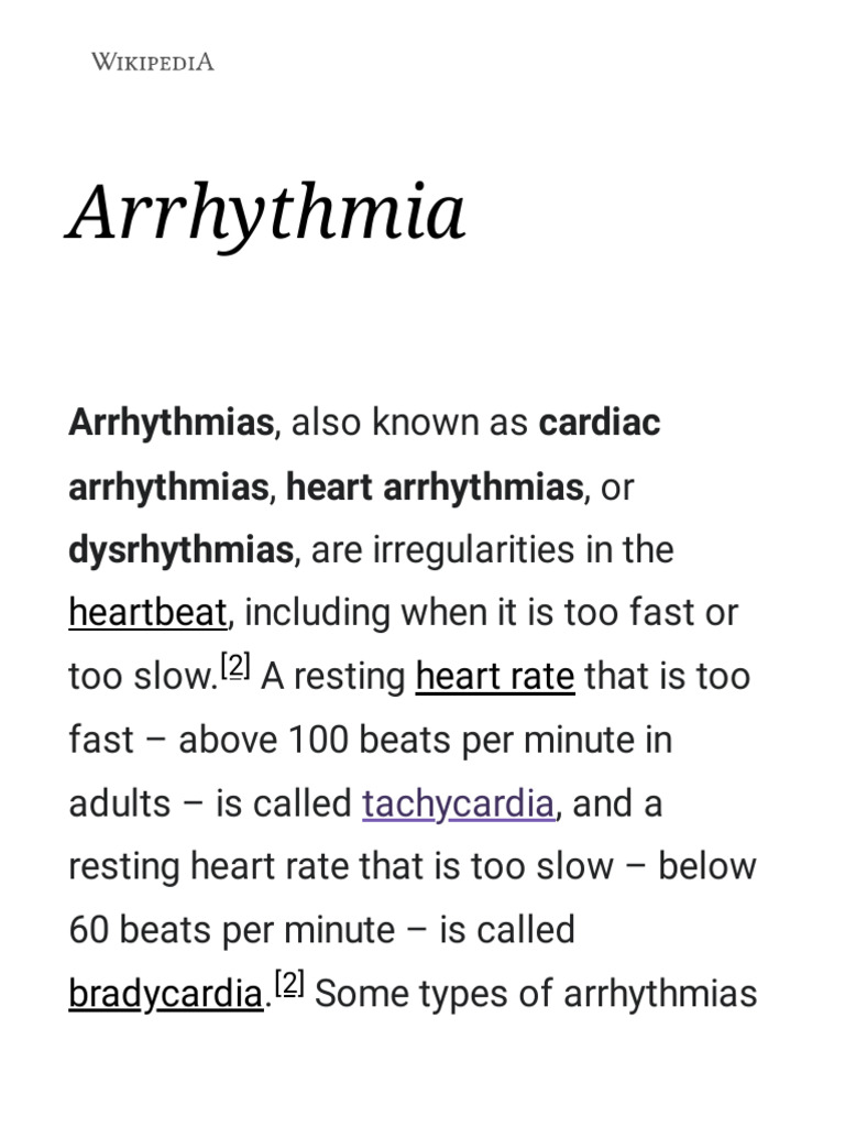Arrhythmia - Wikipedia | PDF | Heart | Cardiovascular Diseases
