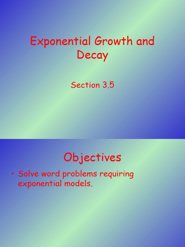 Exponential Growth and Decay | PDF | Finance & Money Management