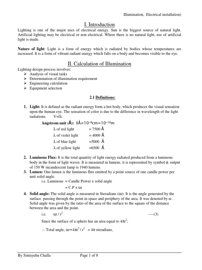 Illumination Calculation Methods | PDF | Lighting | Light