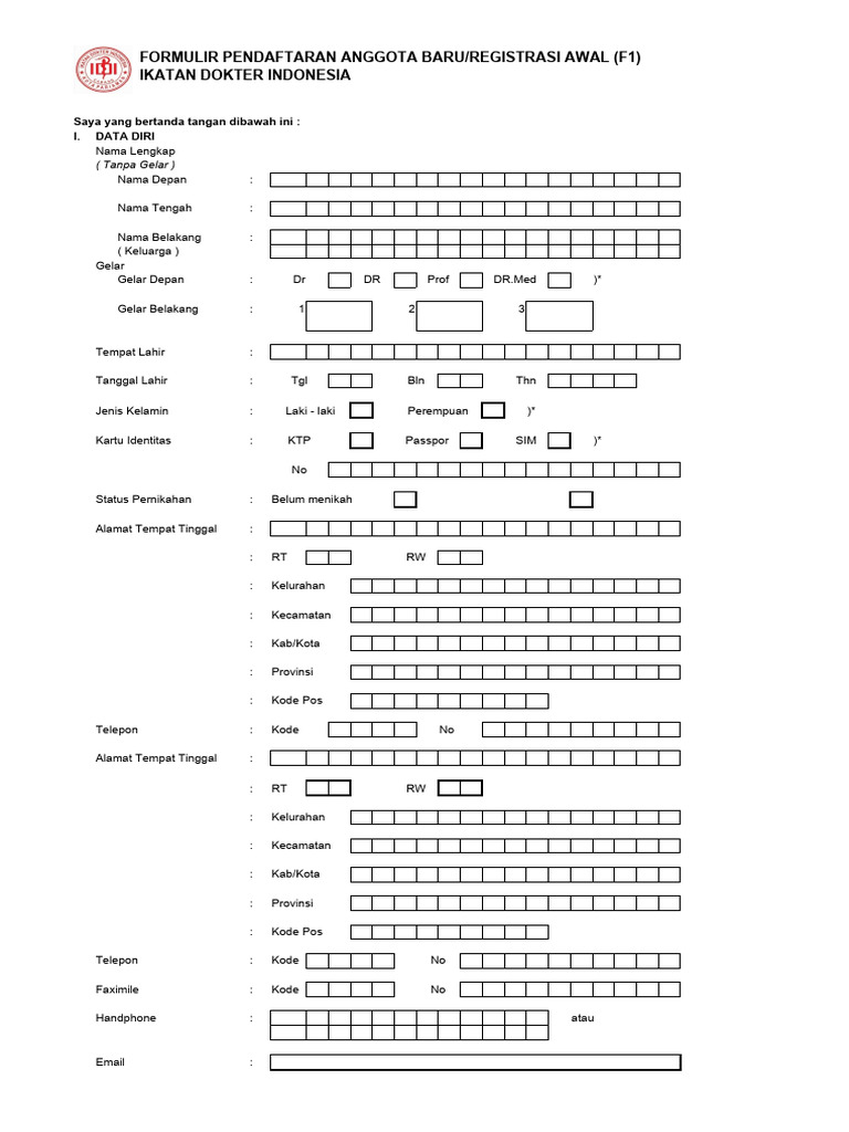 Formulir Daftar IDI | PDF