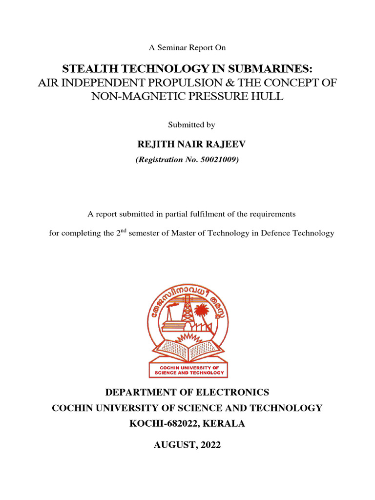 Rejith Nair Rajeev - Seminar - Report | PDF | Fuel Cell | Submarines
