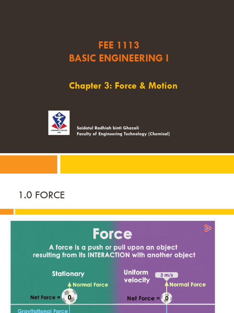 FEE 1113 - Chapter 3 Force and Motion | PDF | Force | Friction
