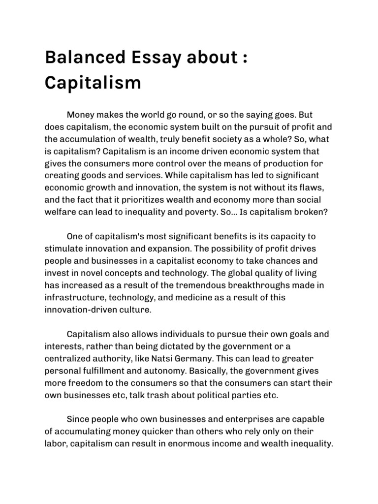 English Essay Practice Sample Essay | PDF | Capitalism | Economic ...
