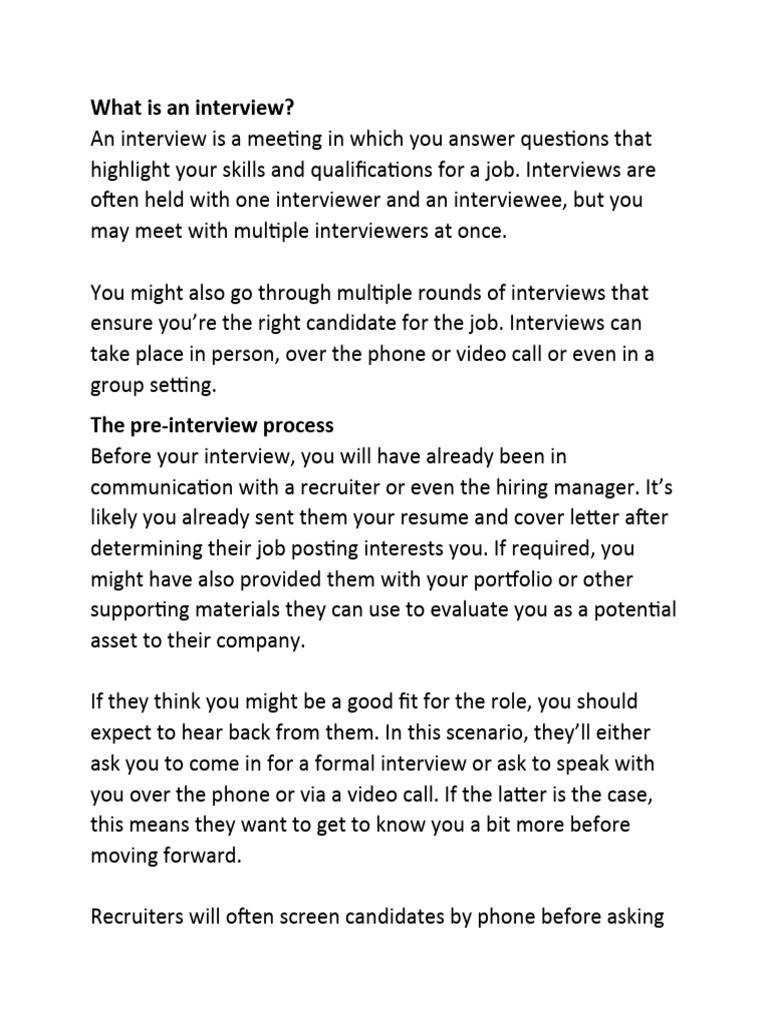 Interview Pdf Interview Recruitment