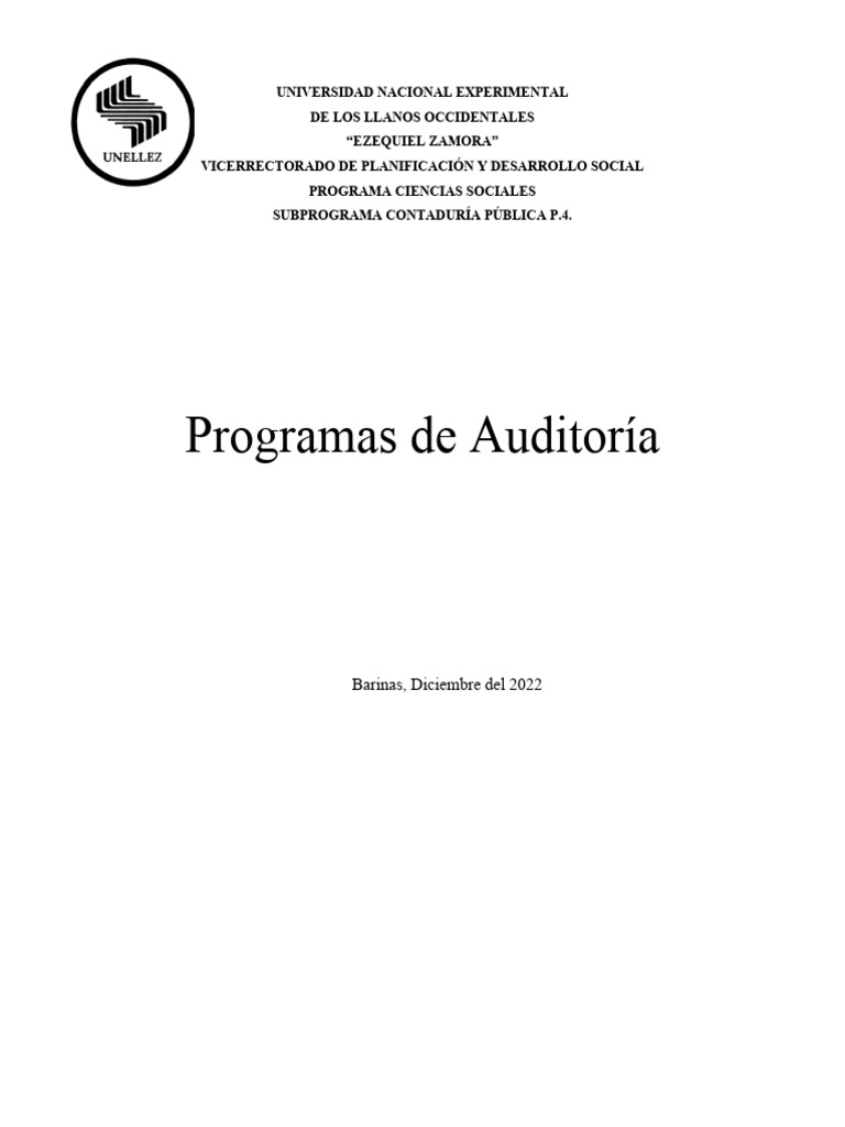 Programas de Auditoría | PDF | Auditoría | Calidad (comercial)