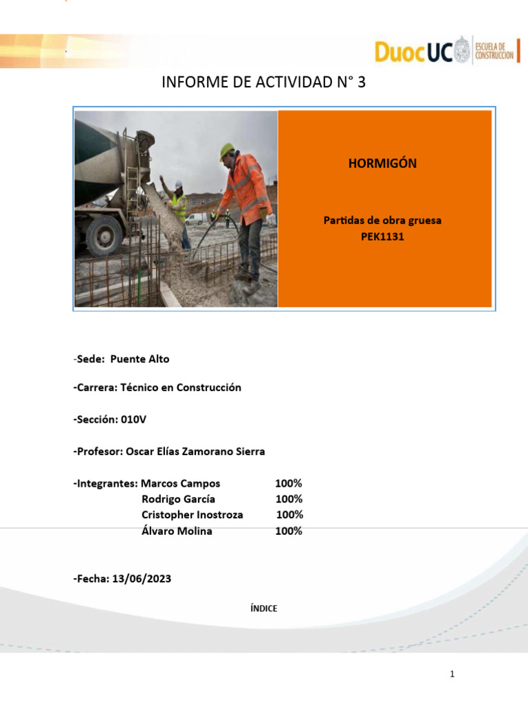 ENCARGO N°3 OBRAGRUESA (HORMIGON) | PDF | Hormigón | Aislamiento térmico