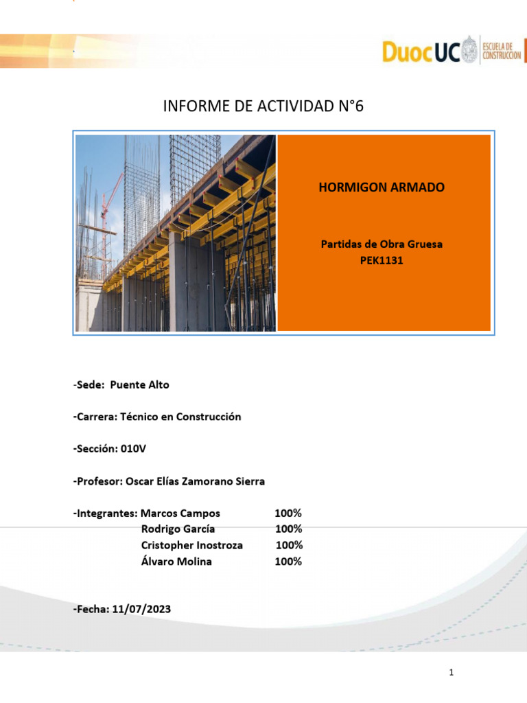 Examen Final N°6 Hormigon Armado PDF | PDF | Hormigón | Acero