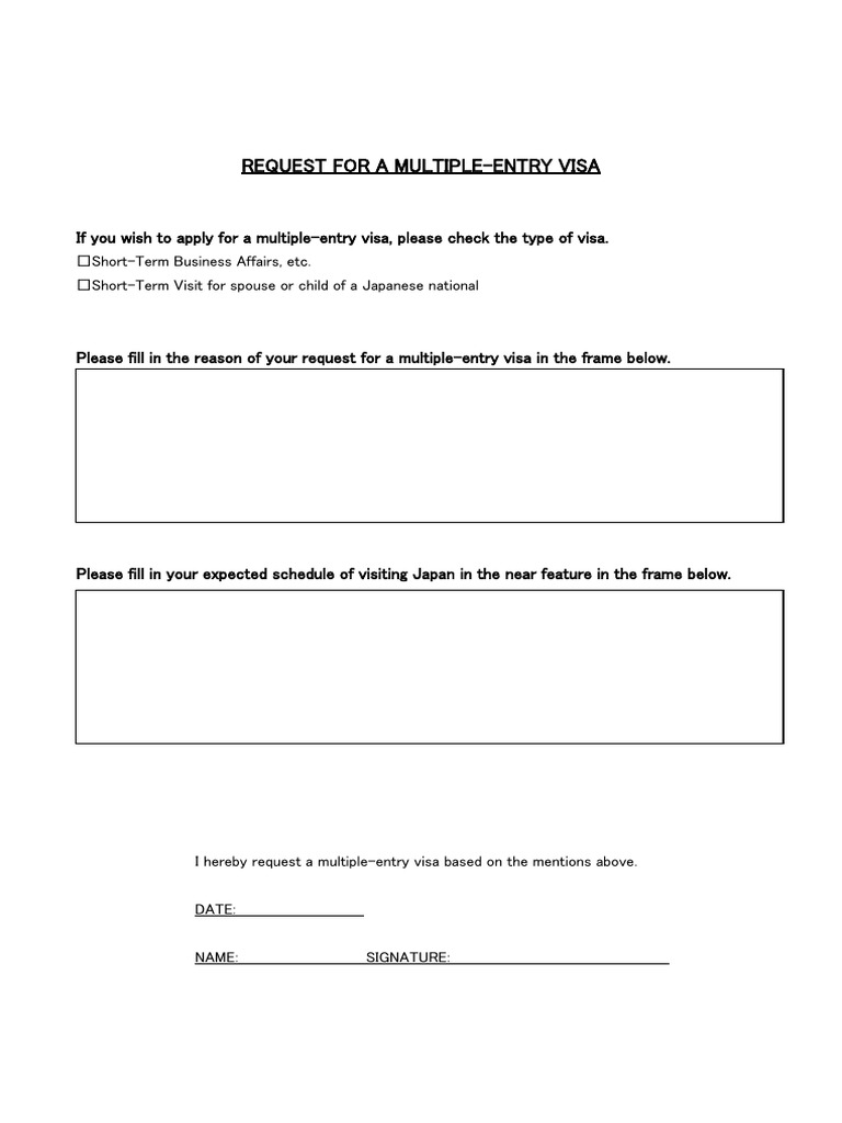 Request For A Multiple-Entry Visa | PDF