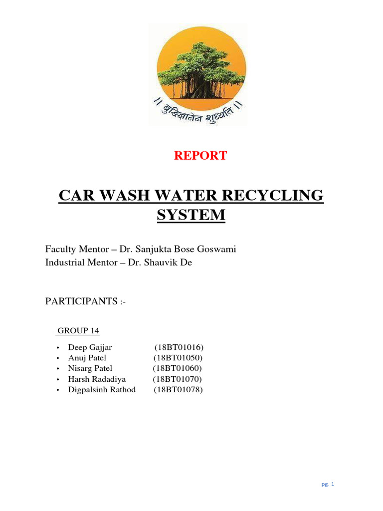 IRE - 14 CAR WASH WATER RECYCLING SYSTEM - Grpup - 14 | PDF | Reclaimed ...