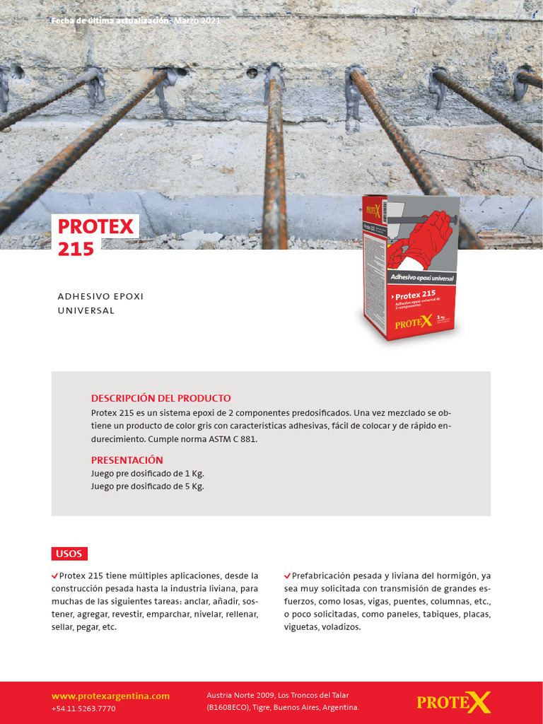 PROTEX 215 FichaTecnica 1 | Descargar gratis PDF | Hormigón | Acero