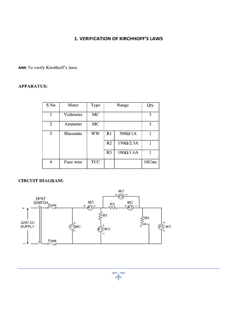 Verification Of Kvl And Kcl Pdf